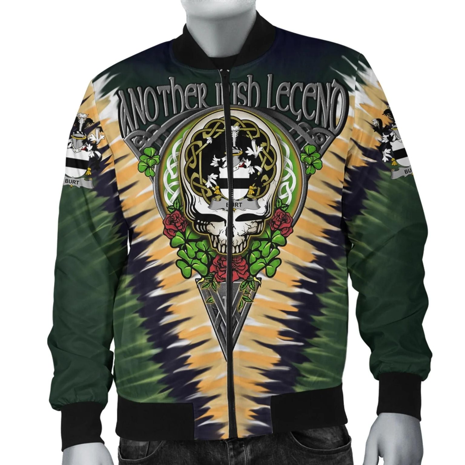 Burton Ireland Bomber Jacket - GD Irish Legend Shamrock V Tie-Dye A7 ...