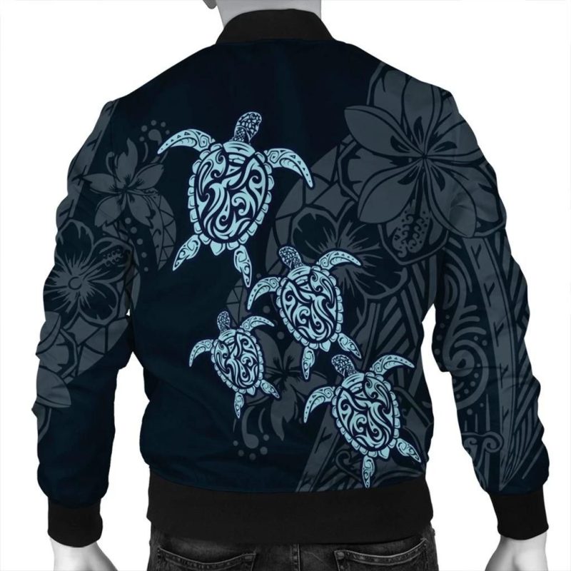 Hawaiian Hibiscus Plumeria Sea Turtle Polynesian Bomber Jacket - AH ...